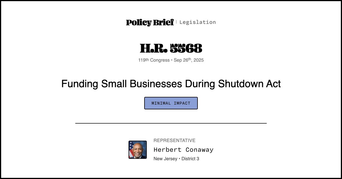 H.R. 5568 - Funding Small Businesses During Shutdown Act